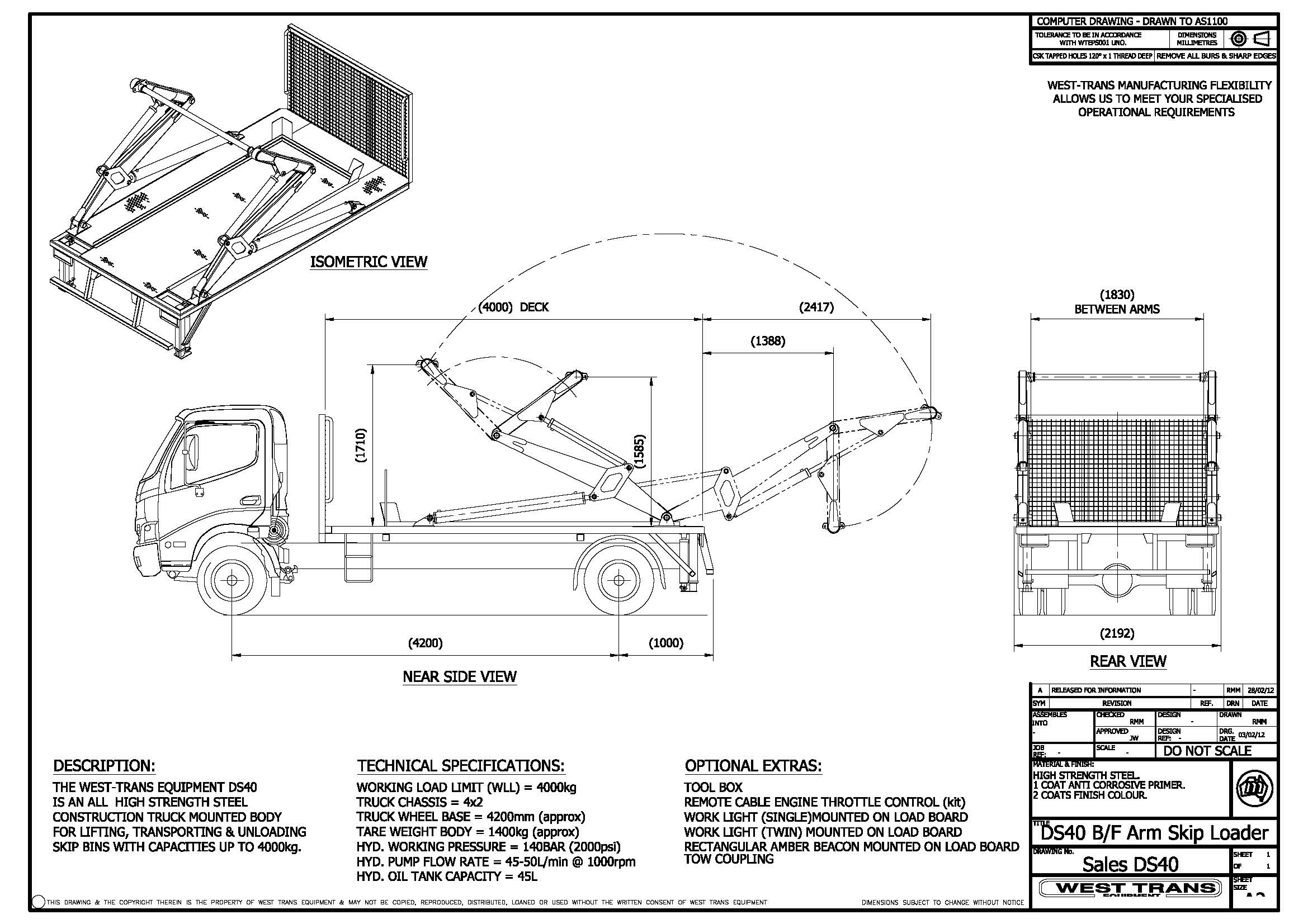 Skip Loader Bi-Fold DS 40 | West-Trans Equipment & Service